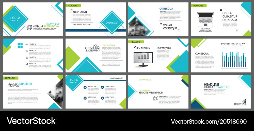 Blue and green element for slide infographic Vector Image
