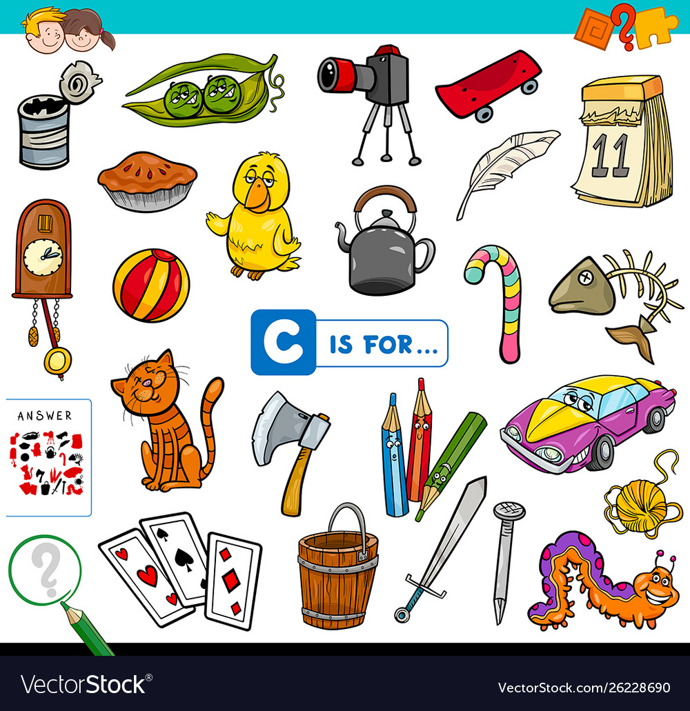 C is for educational task for children Royalty Free Vector