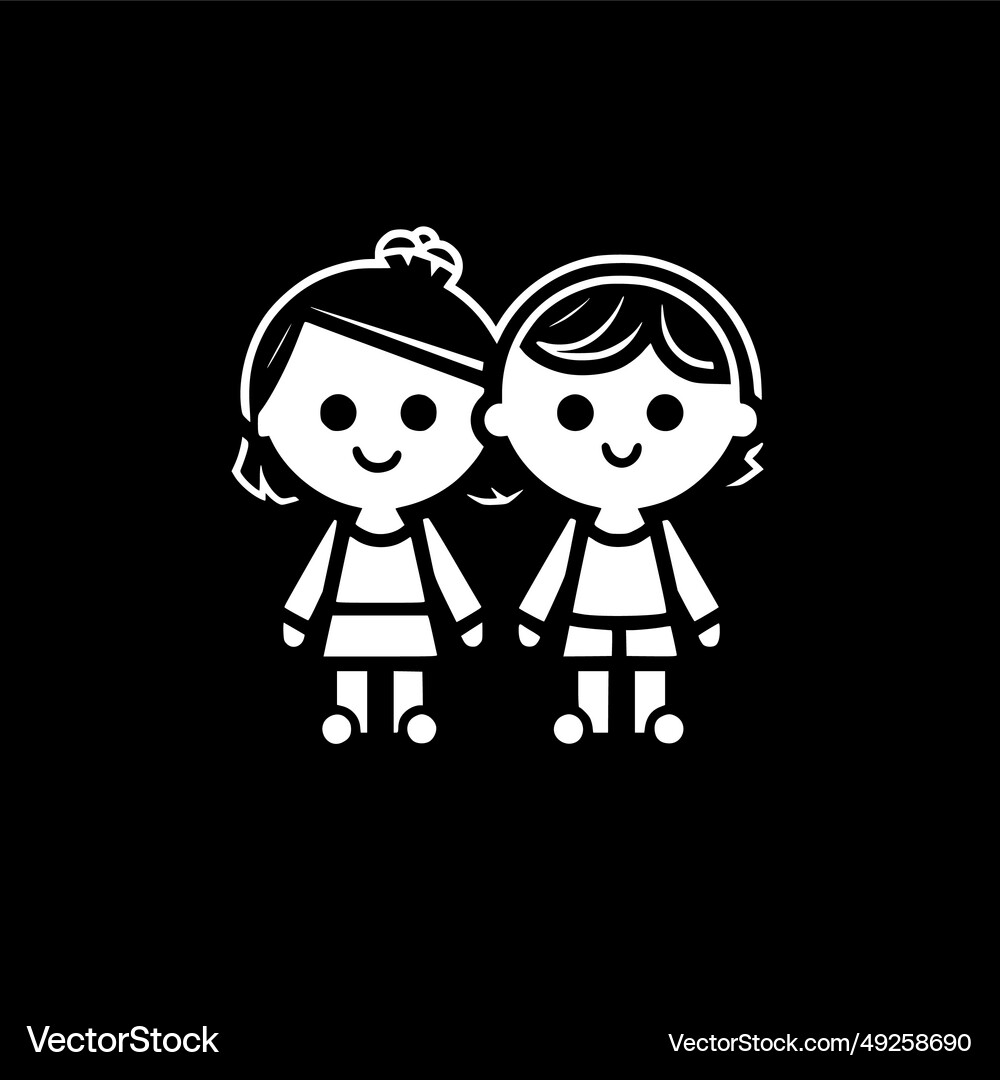 Children - black and white isolated icon Vector Image