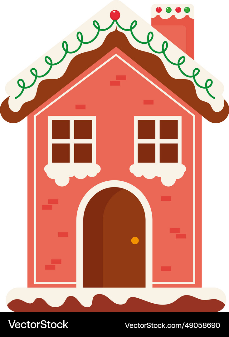 Christmas house with garden Royalty Free Vector Image