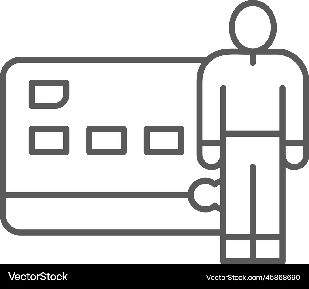 Credit card with man identification card lineal Vector Image