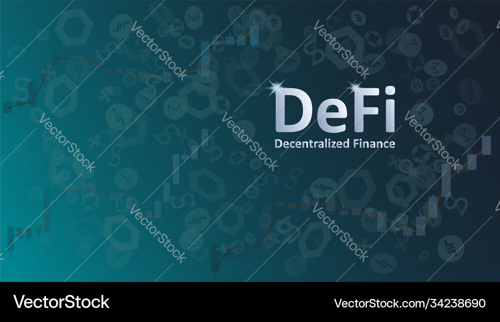 Defi decentralized finance on dark background Vector Image