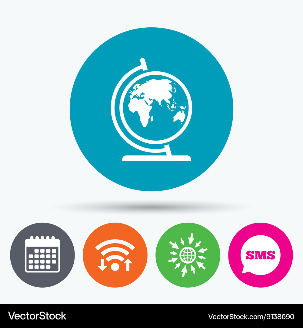Globe sign icon world map geography symbol Vector Image