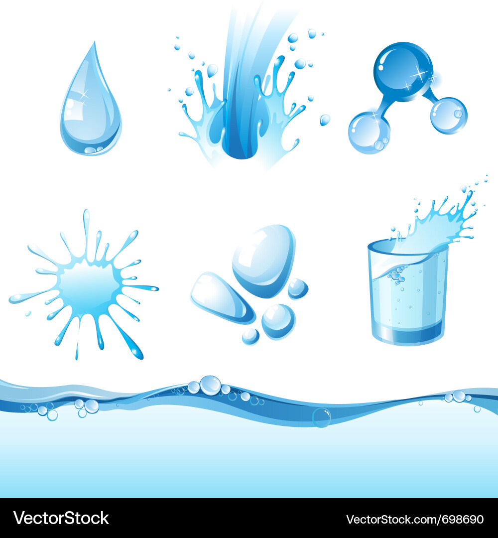 Highly detailed water icons set Royalty Free Vector Image