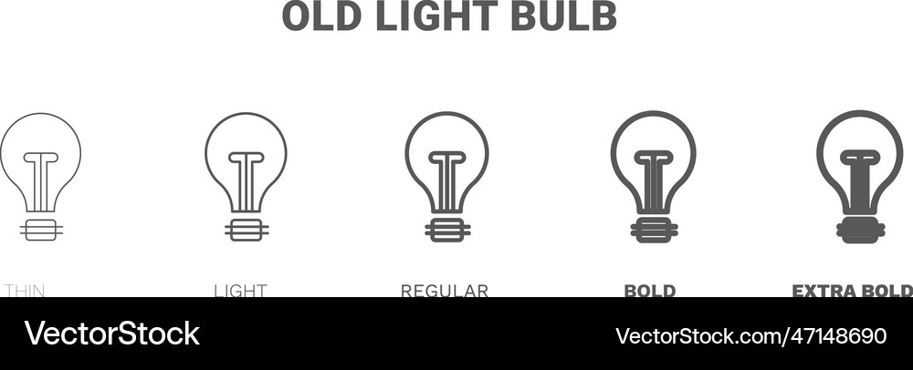 Old light bulb icon thin regular bold and more Vector Image