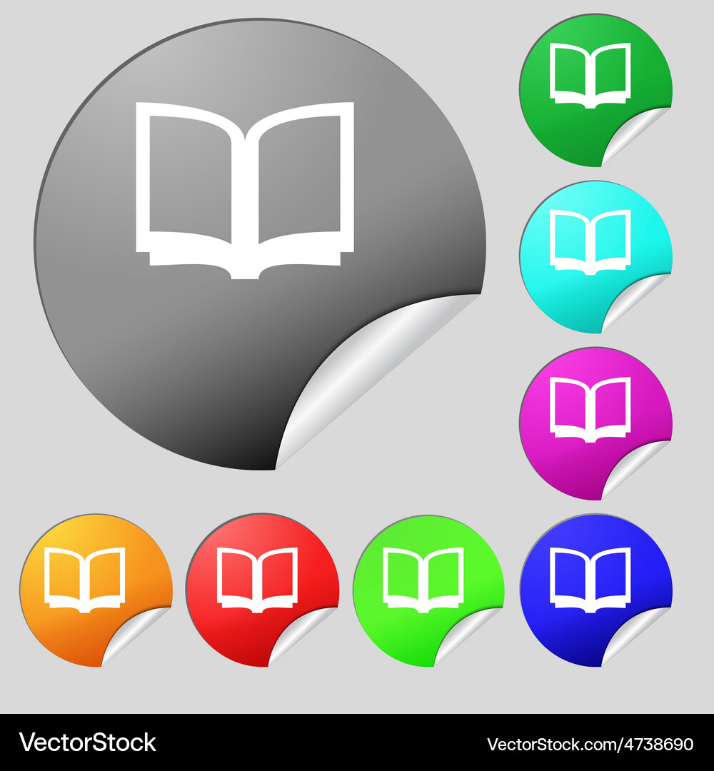 Open book icon sign set of eight multi-colored Vector Image
