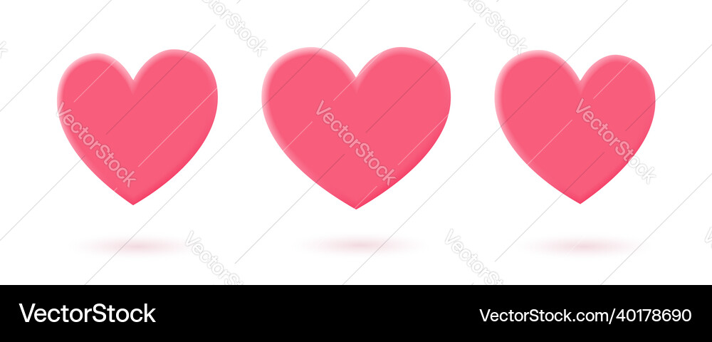 Red 3d heart symbol on white isolated background Vector Image