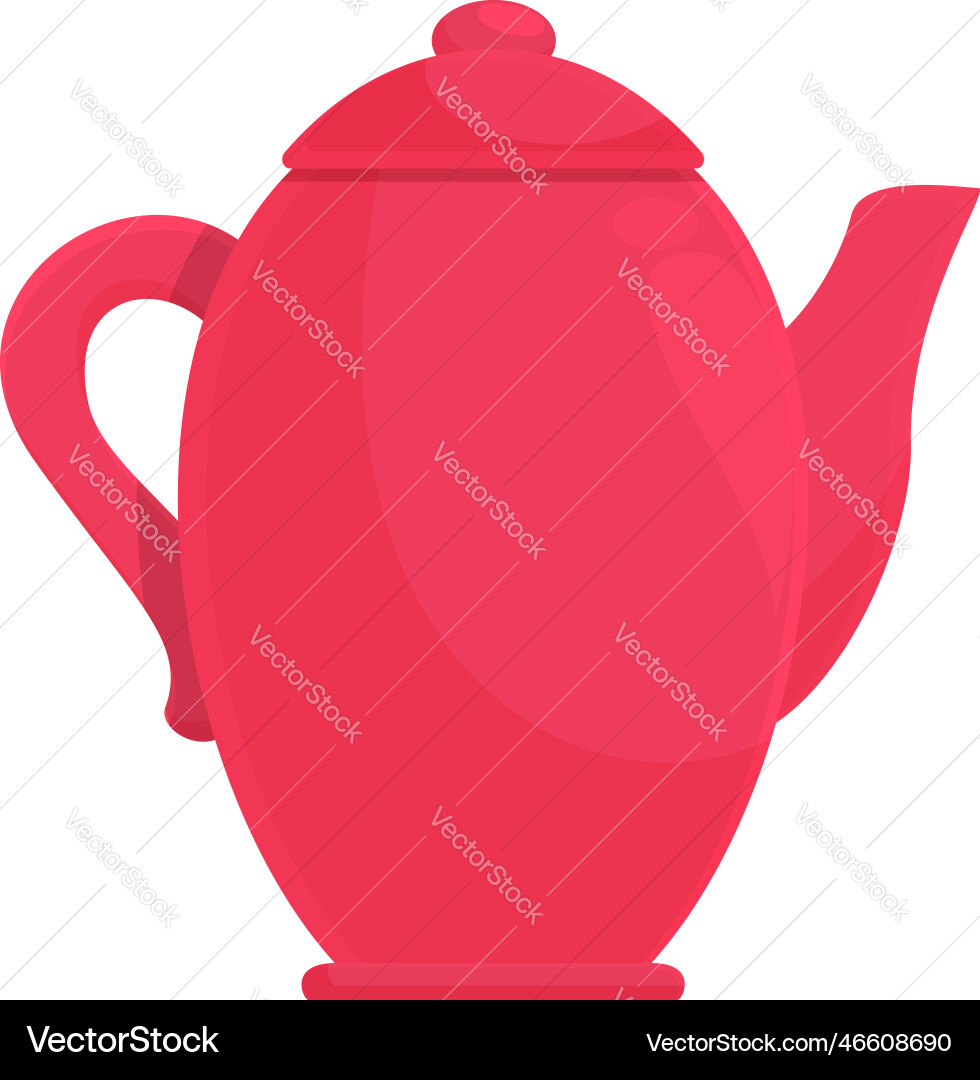 Red tea pot icon cartoon dinner equipment Vector Image