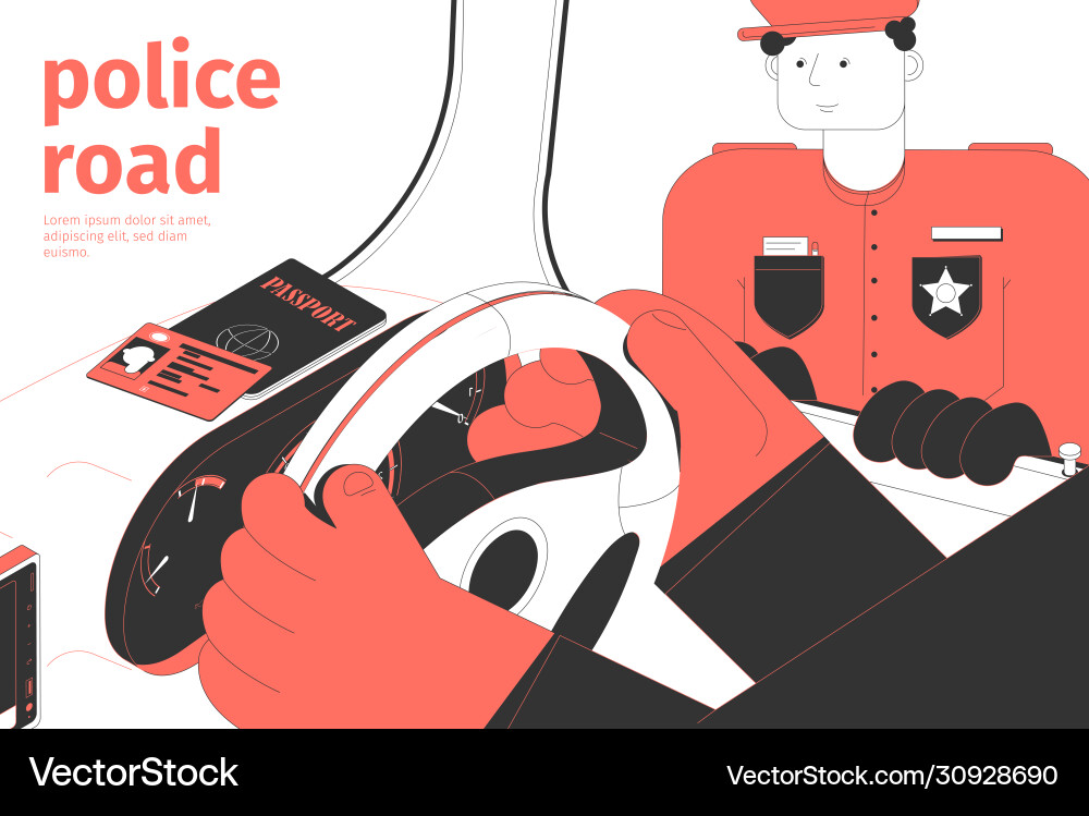 Road police isometric background Royalty Free Vector Image