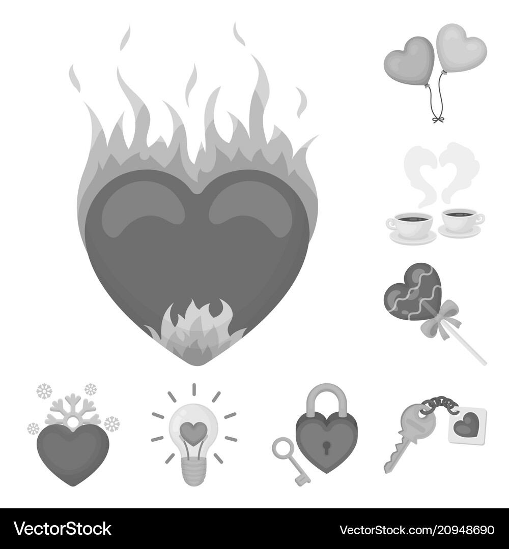 Romantic relationship monochrome icons in set Vector Image