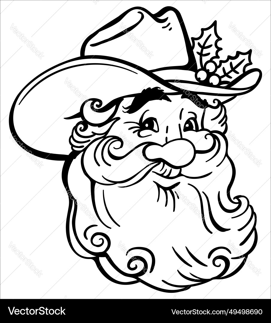 Santa cowboy isolated on white Royalty Free Vector Image