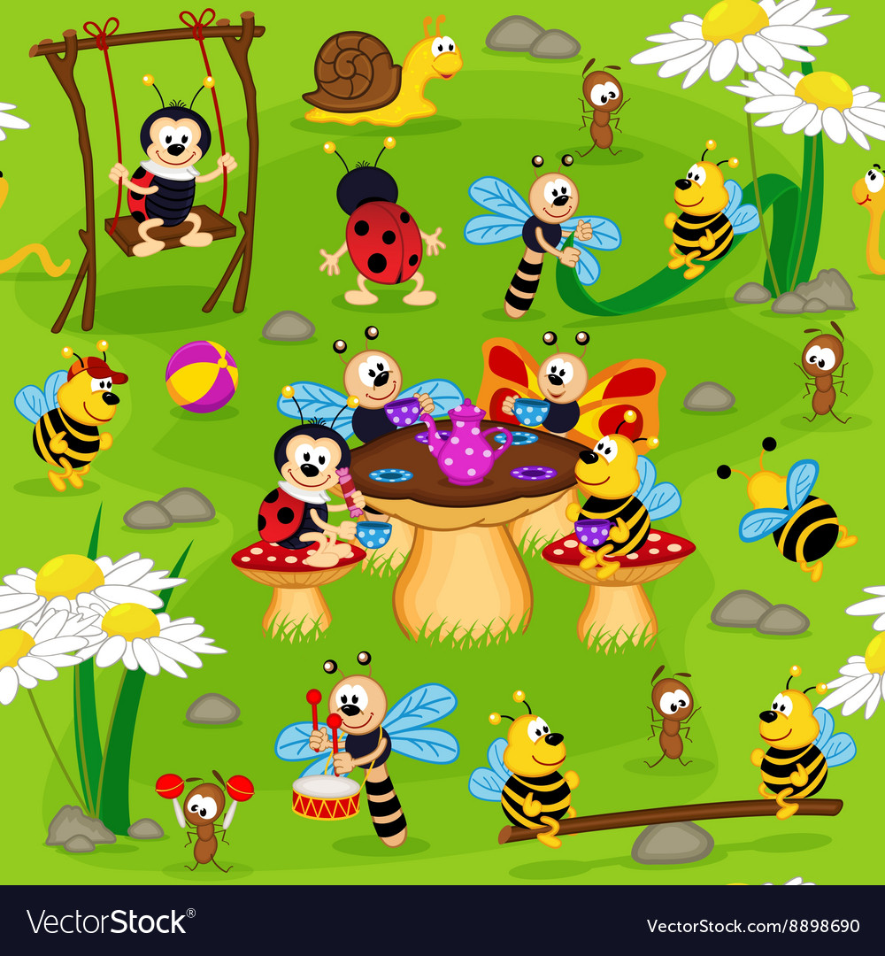 Seamless pattern with insect Royalty Free Vector Image