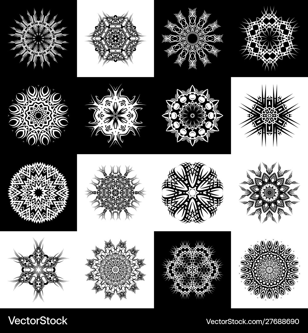 Set ornament round mandalas geometric circle Vector Image