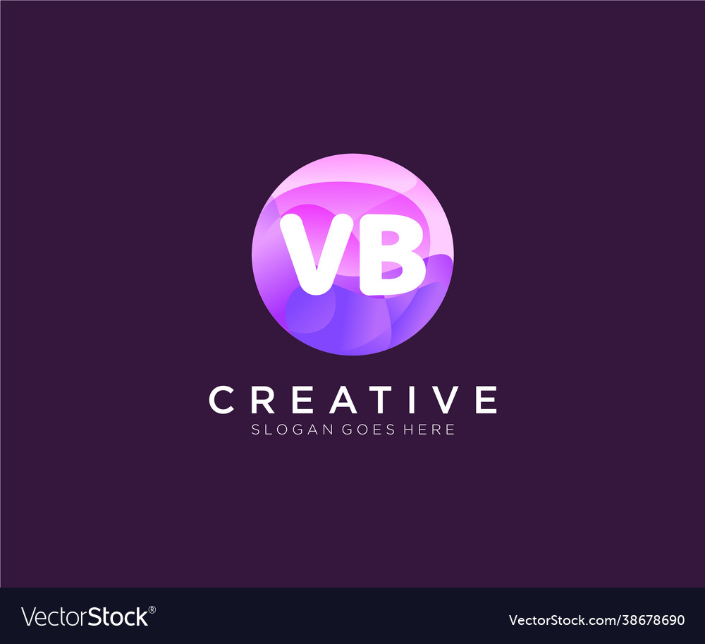 Vb initial logo with colorful circle template Vector Image