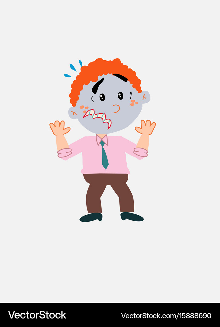 White businessman terrified at something Vector Image