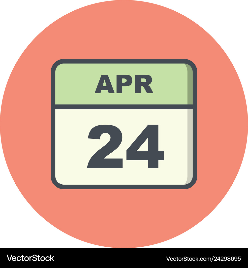 April 24th date on a single day calendar Vector Image