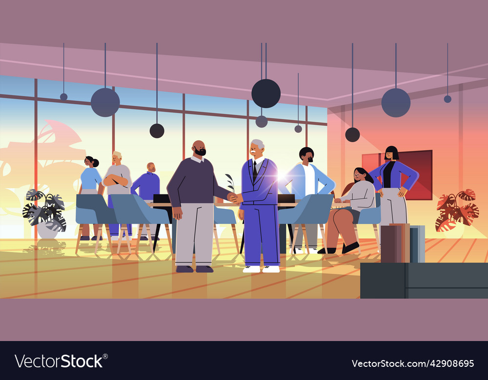 Businesspeople shaking hands with each other Vector Image