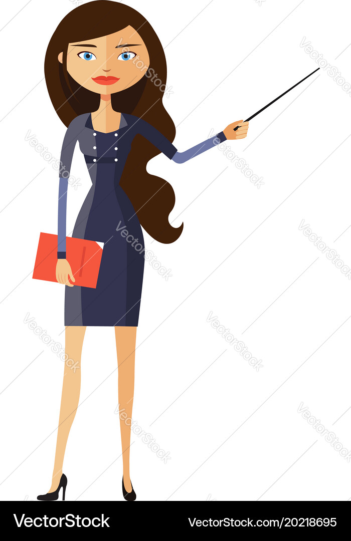 Businesswoman or teacher with a pointer Royalty Free Vector