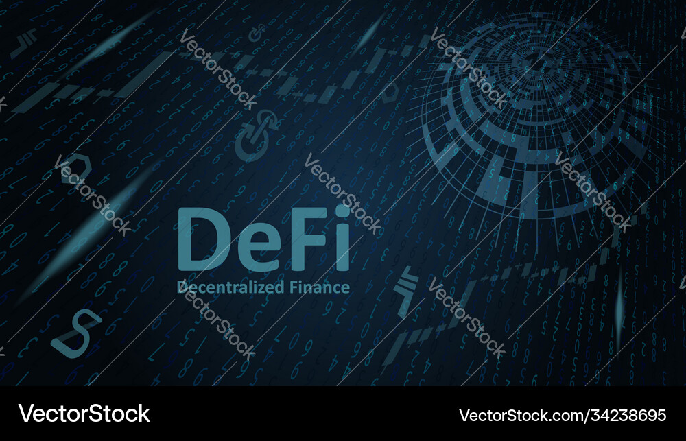 Defi decentralized finance on abstract background Vector Image