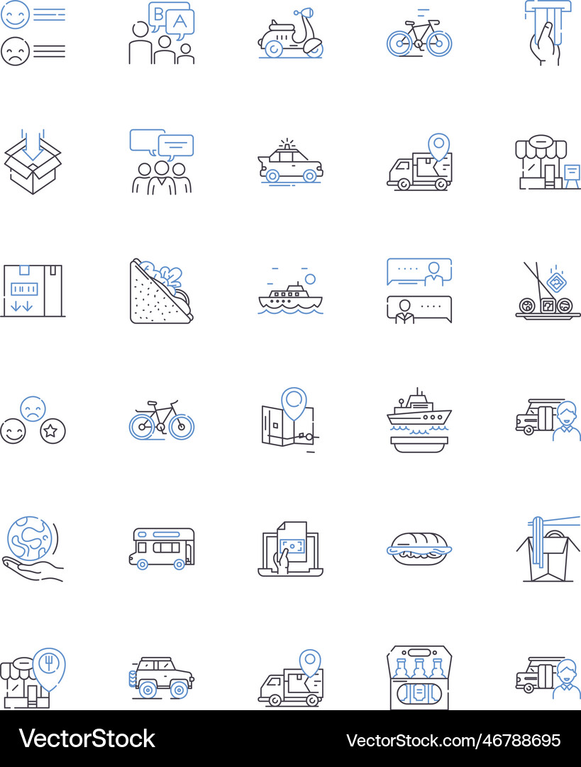 Distribution management line icons collection Vector Image