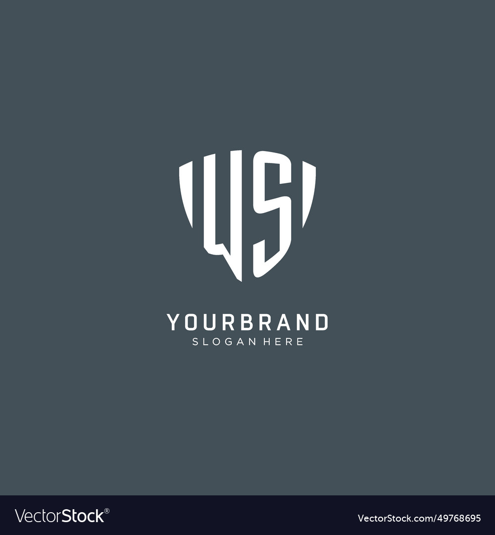 Initials ws logo shield guard shape creative Vector Image