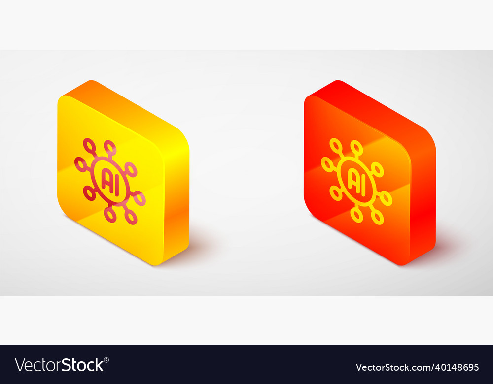 Isometric line neural network icon isolated Vector Image Isometric line neural network icon isolated Vector Image