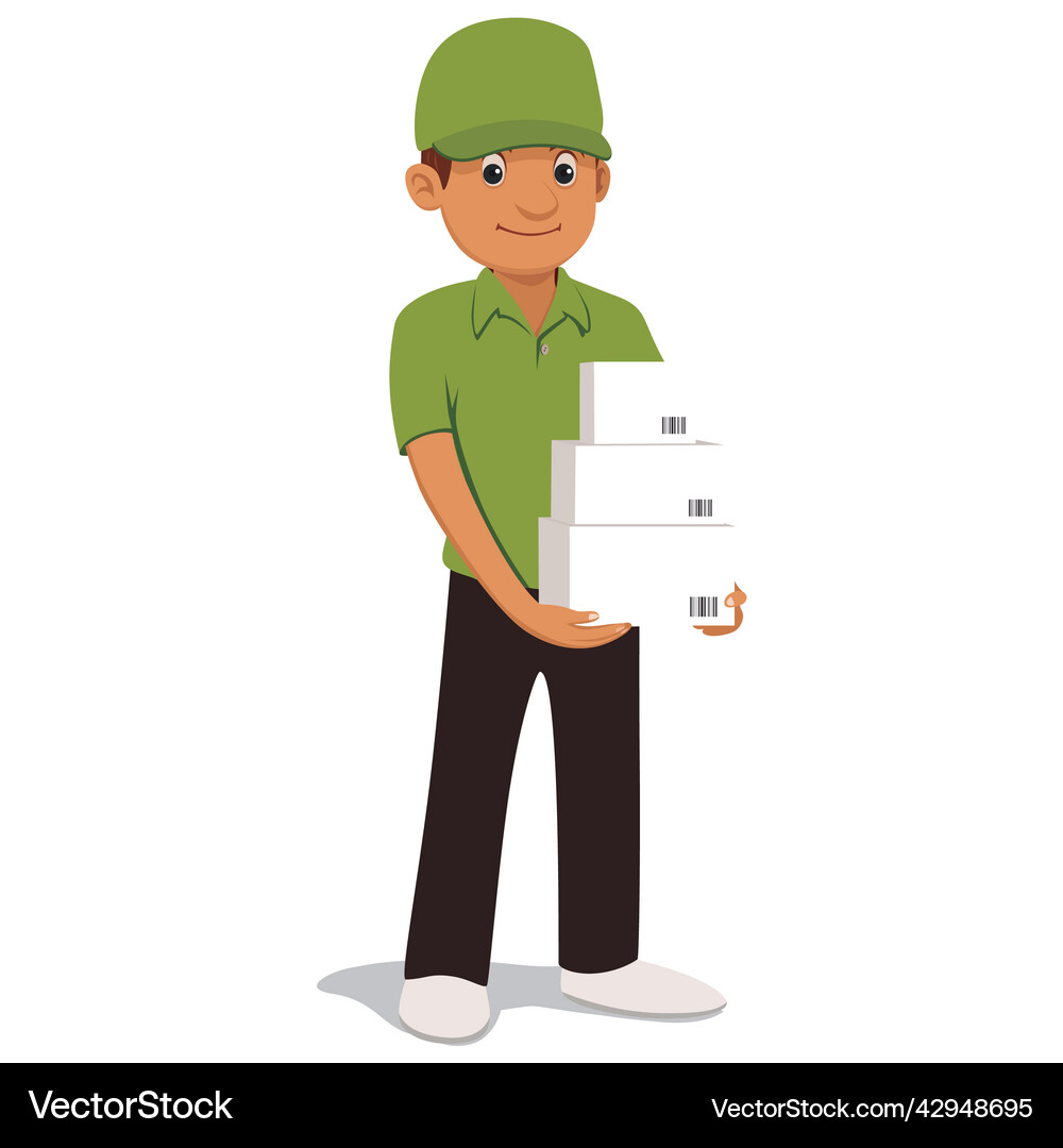 Parcel delivery man cartoon high quality Vector Image