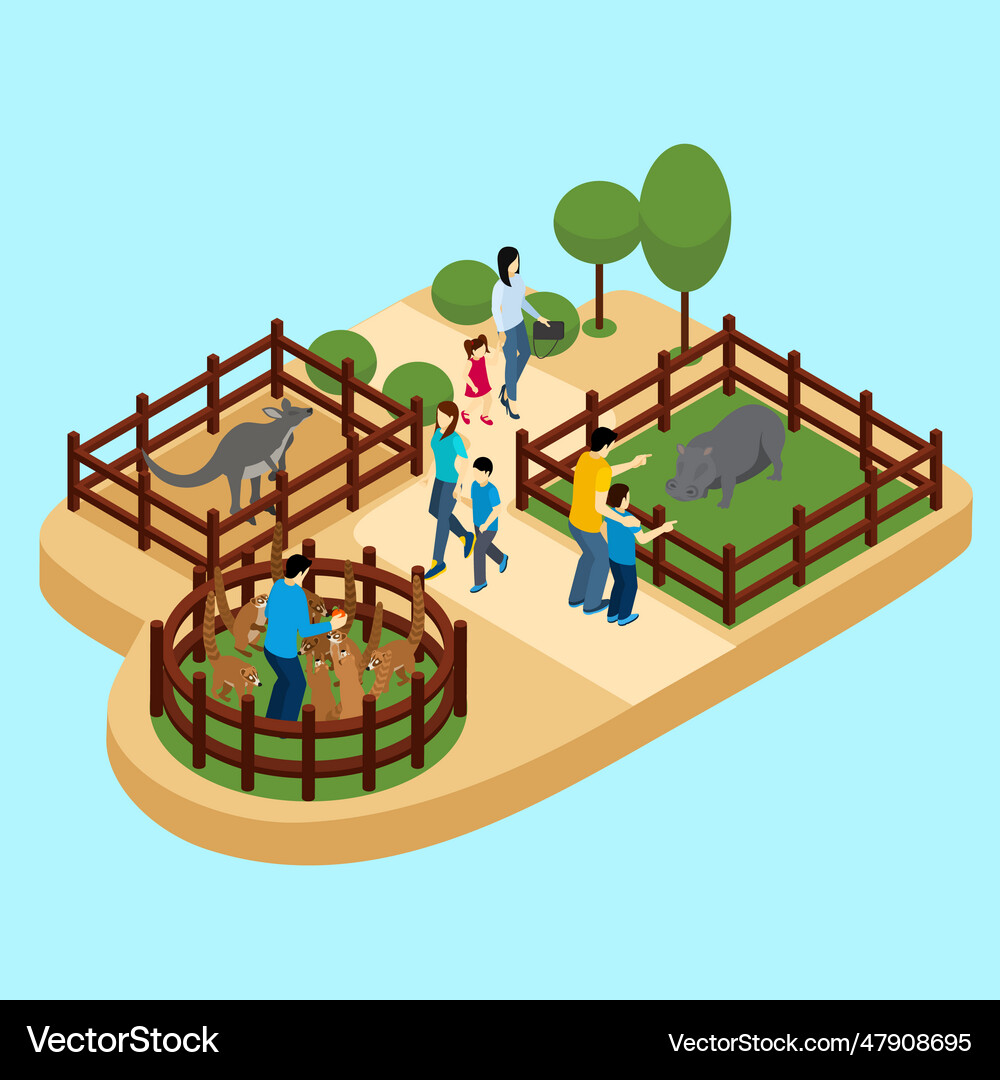 People at the zoo Royalty Free Vector Image - VectorStock