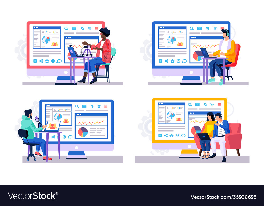Set about work with statistical Royalty Free Vector Image