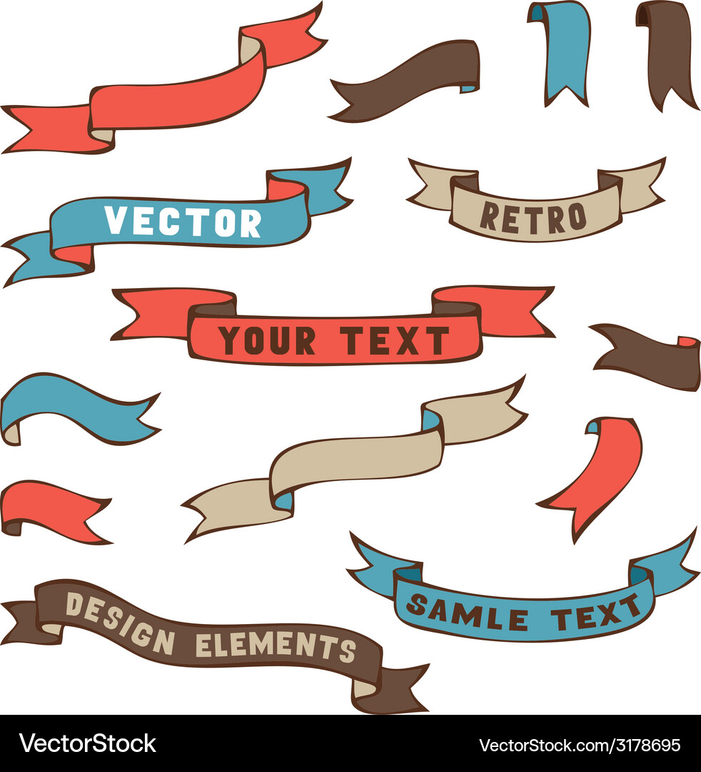 Set of retro ribbons Royalty Free Vector Image