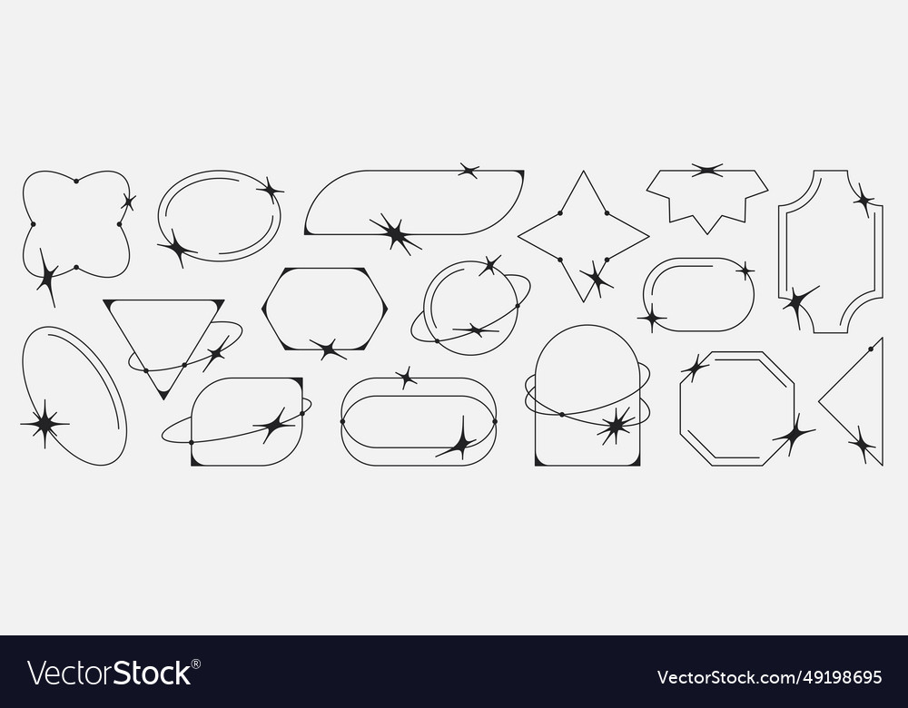 Y2k frames collection minimalistic linear frames Vector Image