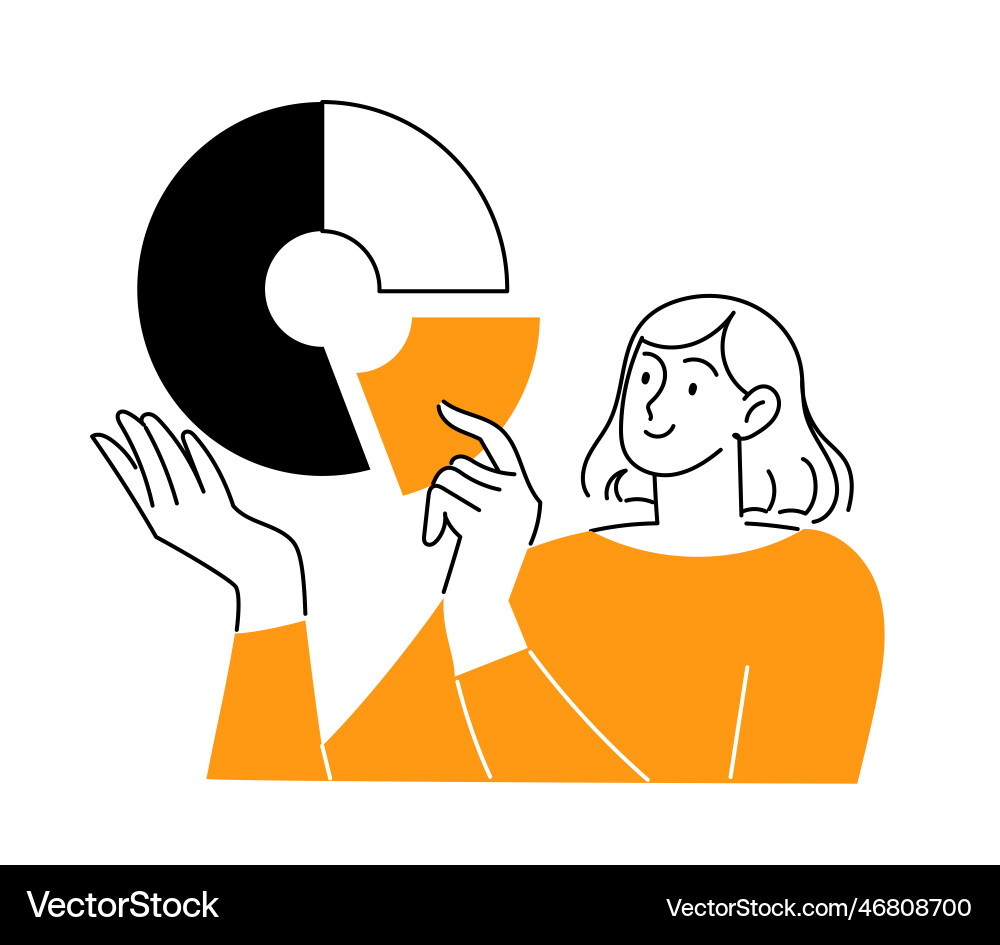 A woman works with statistics Royalty Free Vector Image