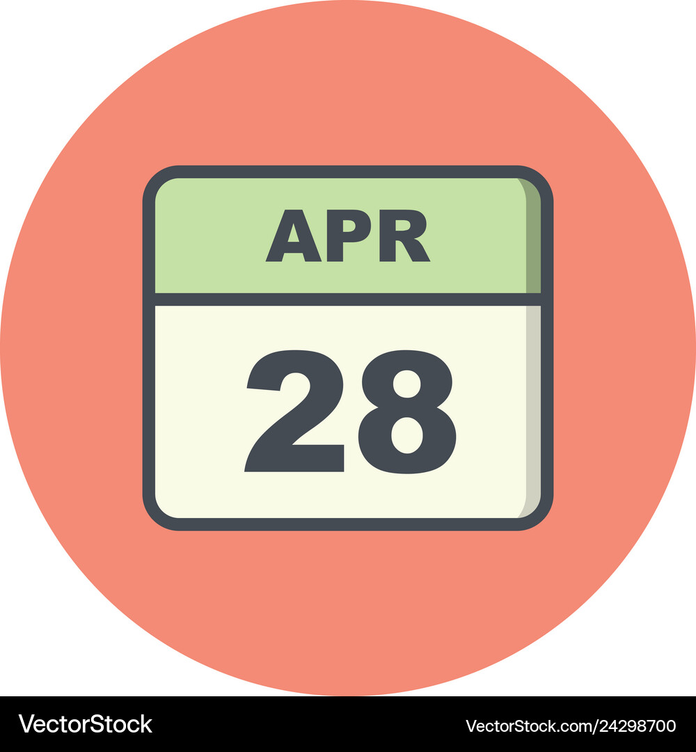 April 28th date on a single day calendar Vector Image