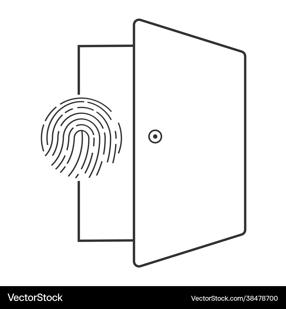 Biometric fingerprint door icon Royalty Free Vector Image