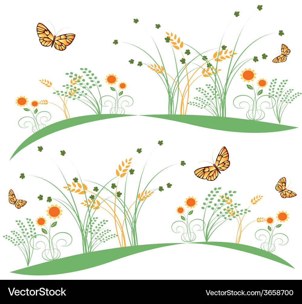 Butterflies-and-flowers-6 Royalty Free Vector Image