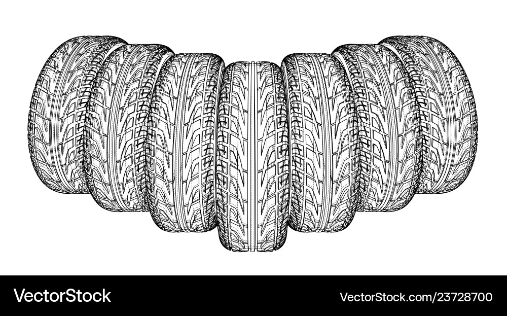 Car tires concept rendering of 3d Royalty Free Vector Image