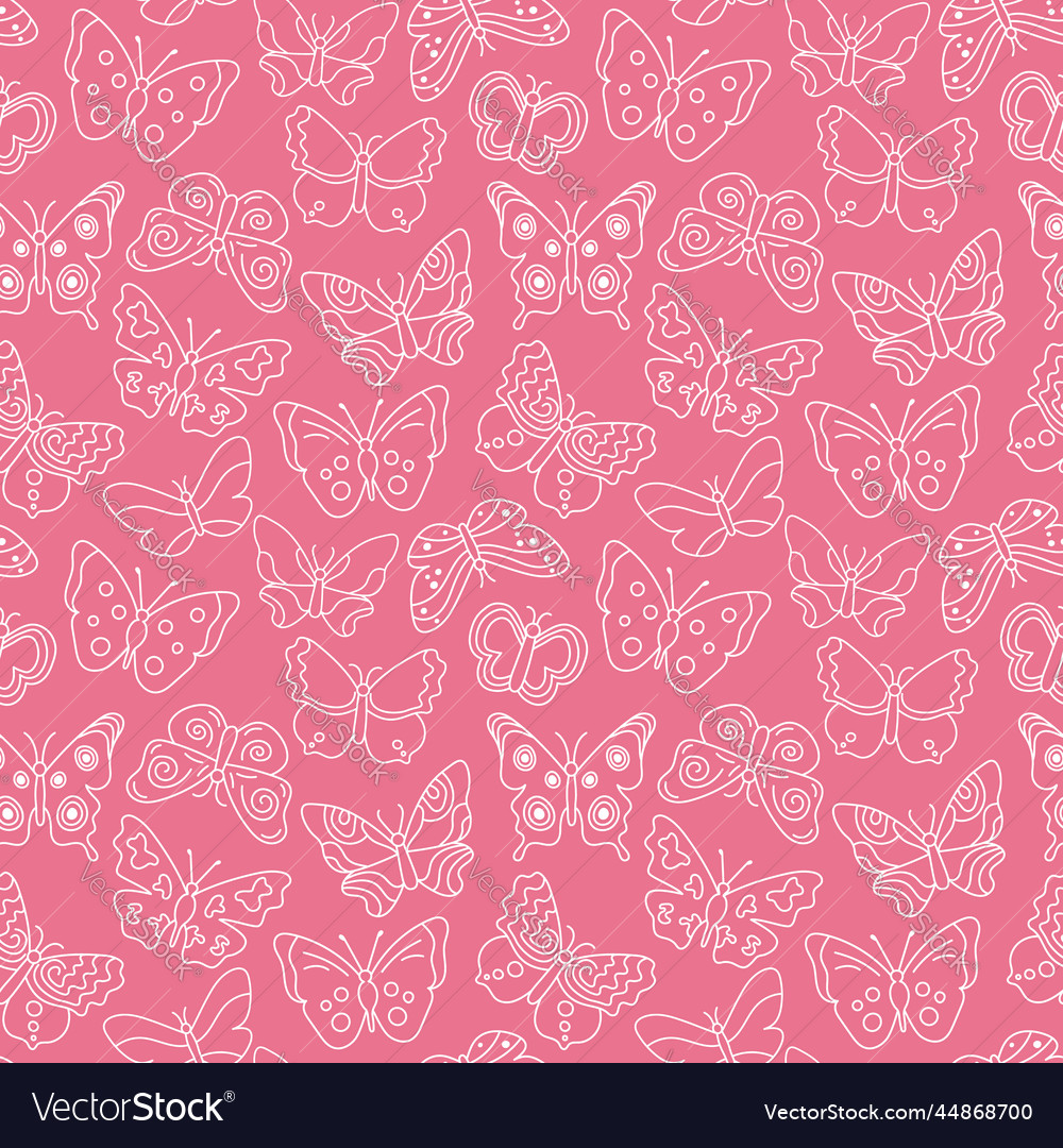 Cute Butterfly Pattern Seamless Background Vector Image
