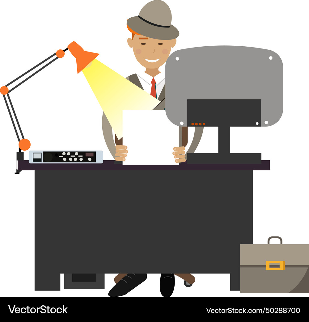 Detective working on crime investigation Vector Image