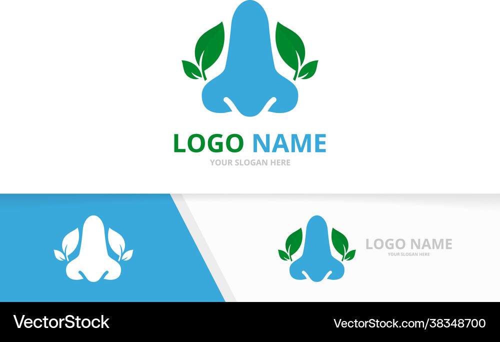Ent clinic logotype design template blue nose Vector Image
