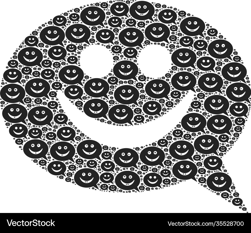 Happy message icon fractal collage Royalty Free Vector Image
