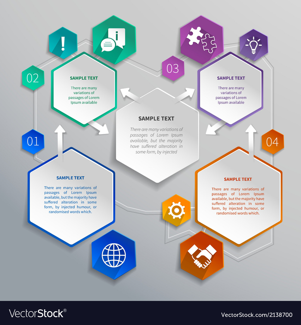 Paper hexagons template Royalty Free Vector Image