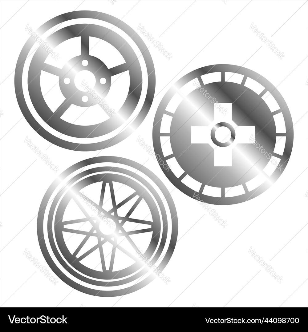 Set of alloy wheels Royalty Free Vector Image - VectorStock