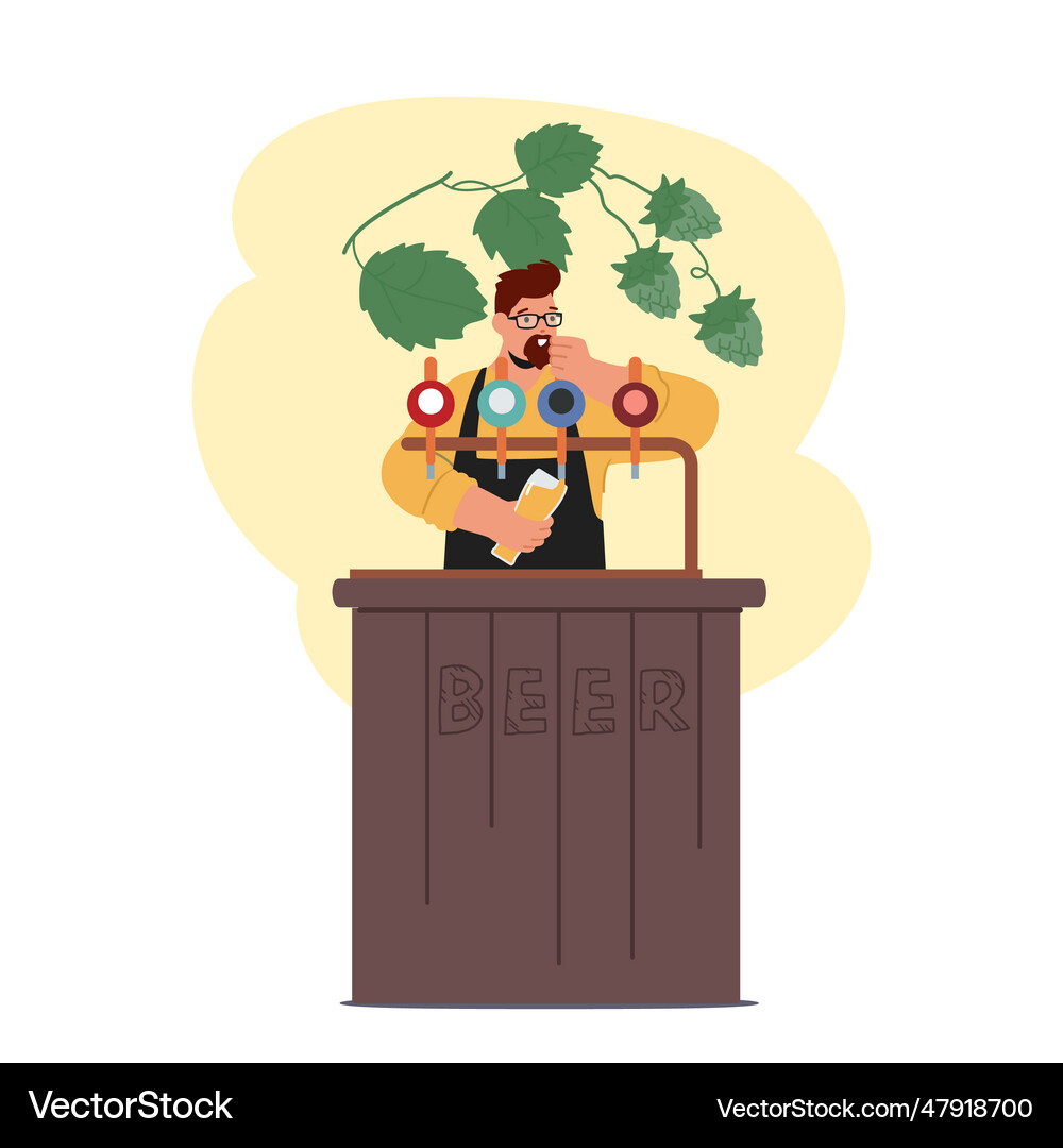 Skillful bartender male character pour craft beer Vector Image