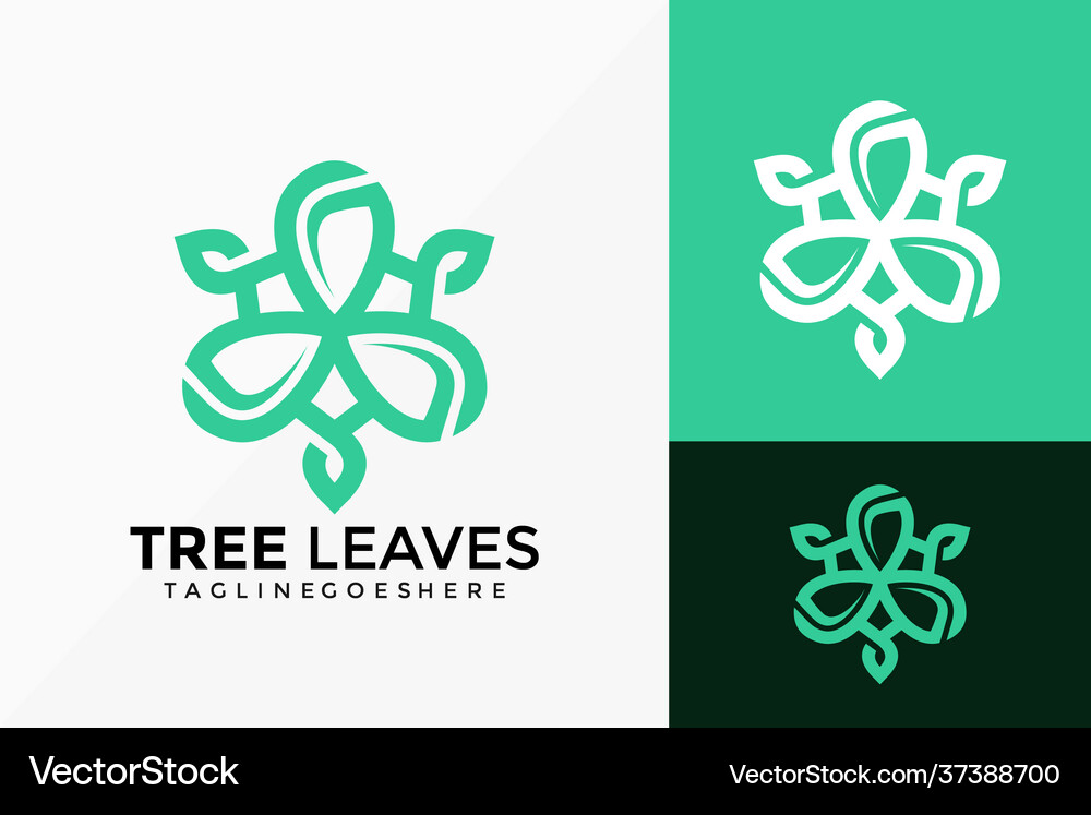 Tree leaves floral logo design abstract emblem Vector Image