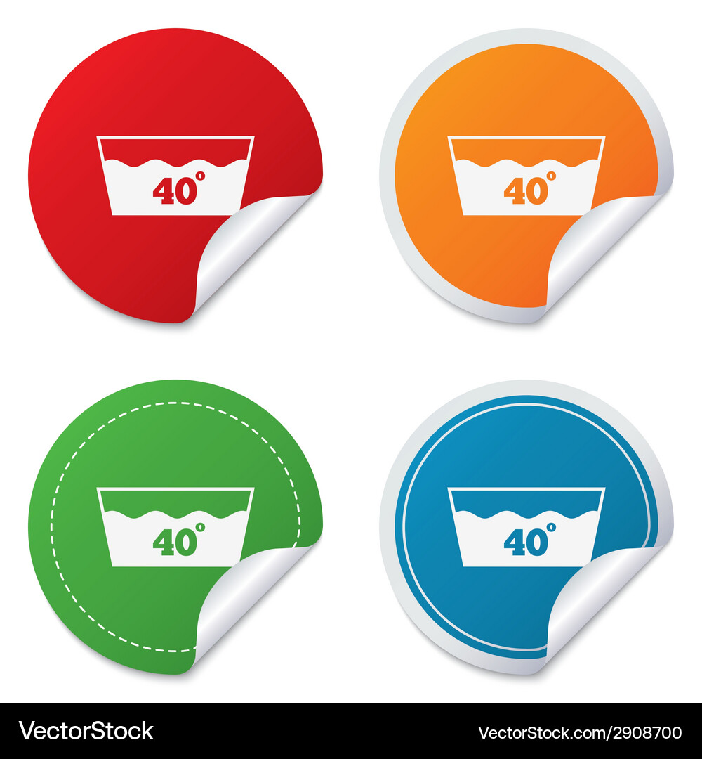 Wash icon machine washable at 40 degrees symbol Vector Image