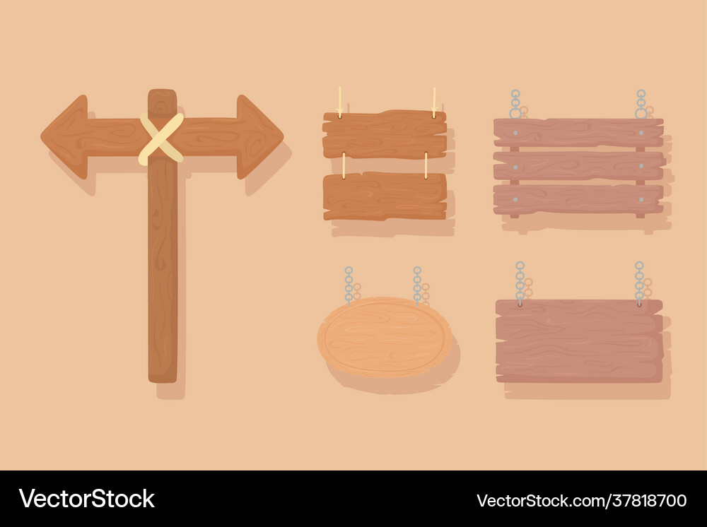 Wooden signs boards set Royalty Free Vector Image