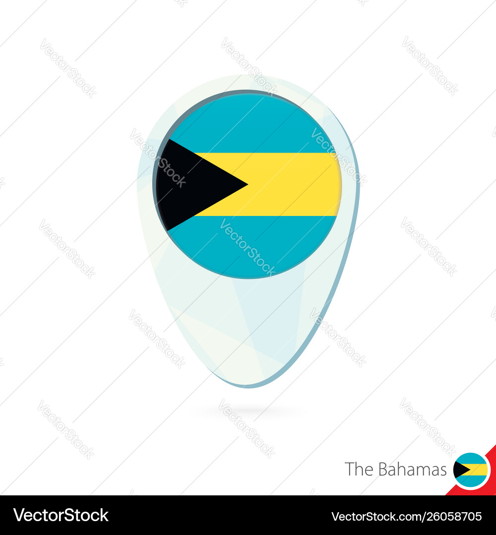 Bahamas flag location map pin icon on white Vector Image