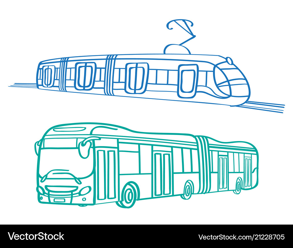 City bus and tram Royalty Free Vector Image - VectorStock