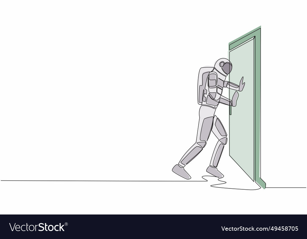 Continuous one line drawing of astronaut pushes Vector Image Continuous one line drawing of astronaut pushes Vector Image