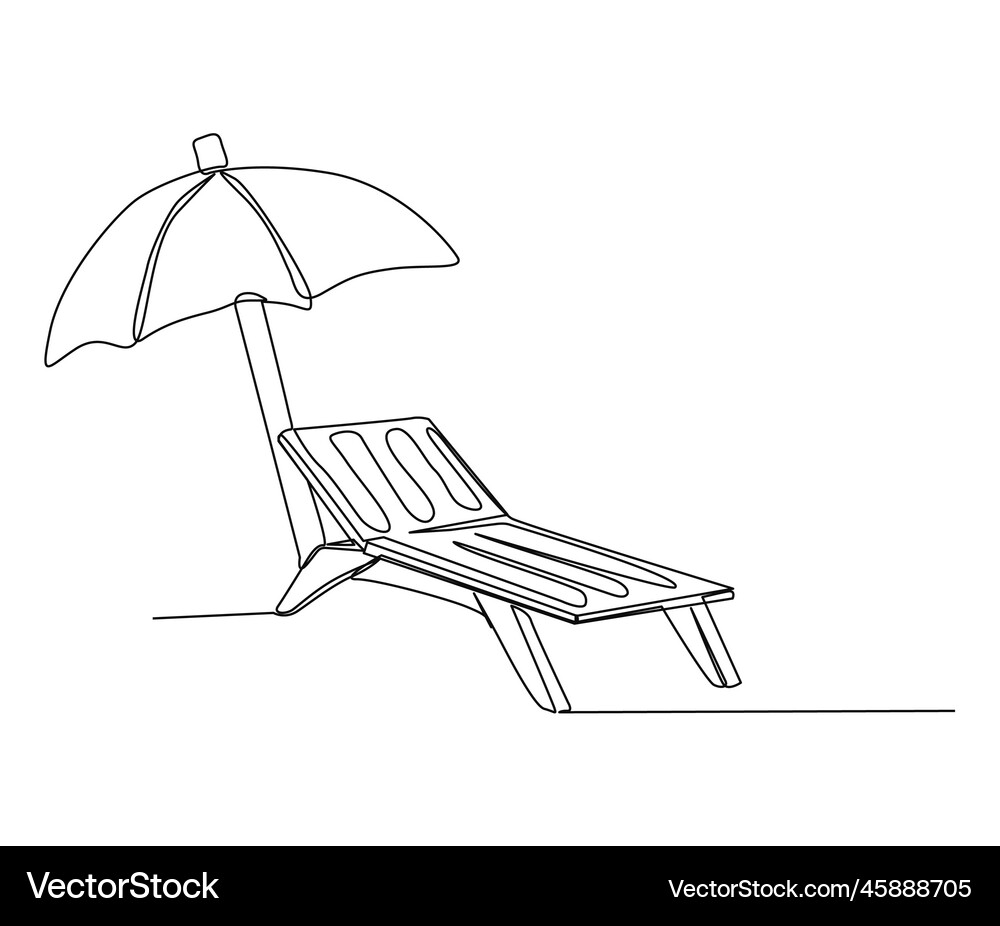 Continuous one line drawing of sunbed beach Vector Image